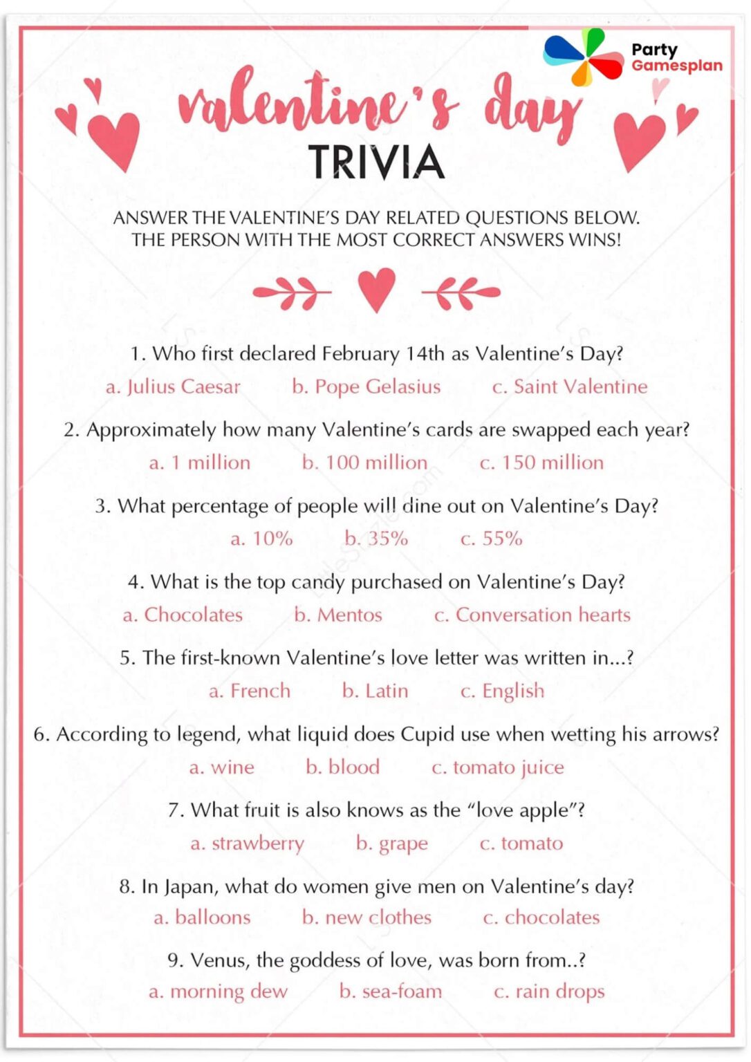 Fun Loving Printable Valentine Games for Adults